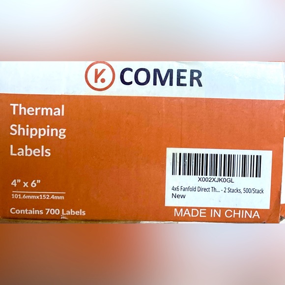 Comer | Office | New In Box 00 Thermal Labels 4 X 6 Fanfold 2 Stacks ...